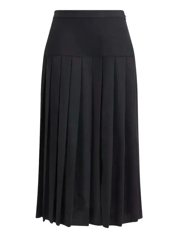 Alessandra Rich Pleated Midi Skirt - Black