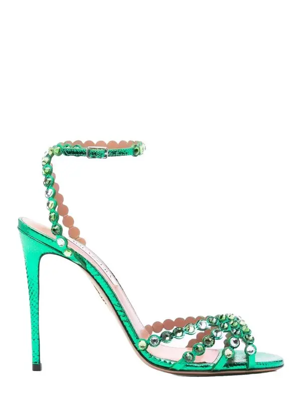 AQUAZZURA 120mm Tequila Crystal-embellished Sandals - Green