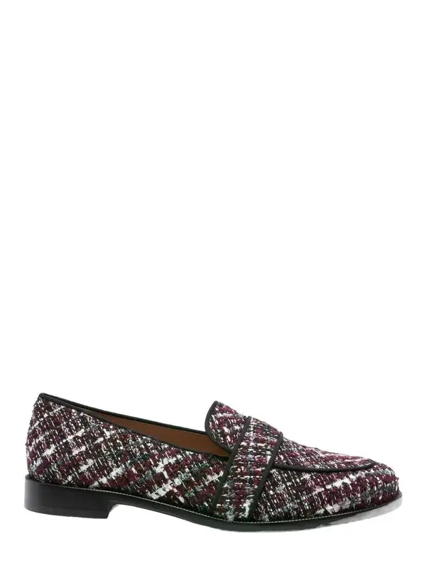 AQUAZZURA Tweed Check Loafers - Red