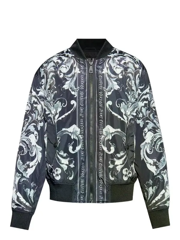 Versace Baroque-print Bomber Jacket - Black
