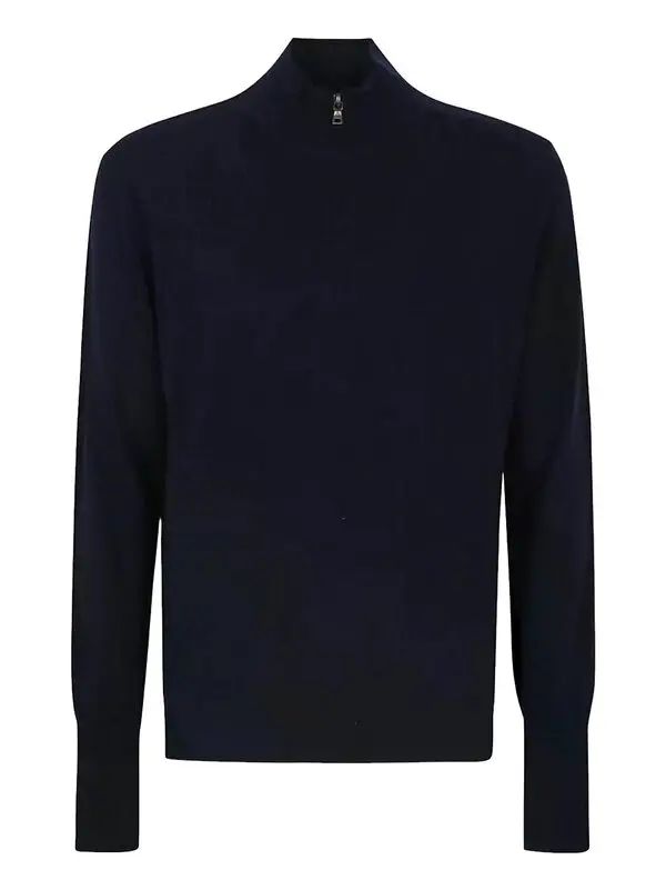 BALLANTYNE Half-zip Cashmere Polo Shirt - Blue