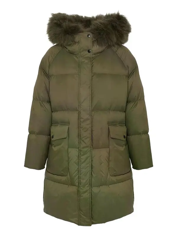 YVES SALOMON Shearling-trimmed Down Coat - Green