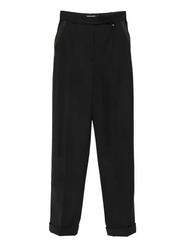 NISSA Satin-trim Trousers - Black