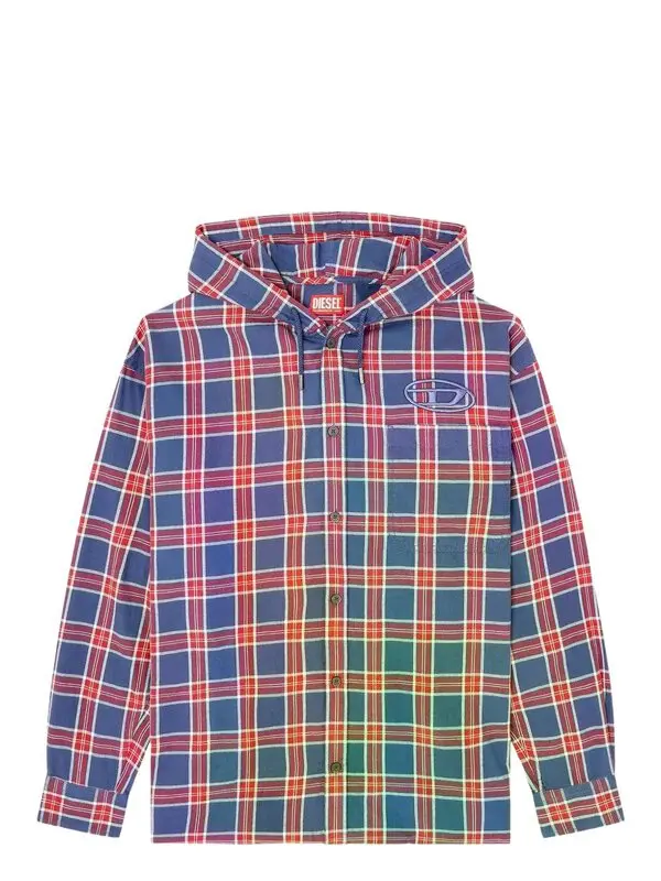 Diesel Checked Hooded Jacket - Blue