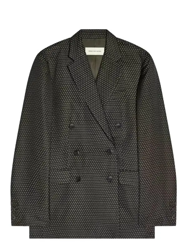 Dries Van Noten Jacquard Double-breasted Blazer - Black