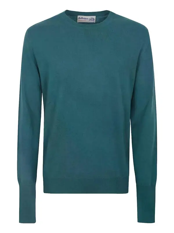 BALLANTYNE Round Neck Cashmere Pullover - Blue