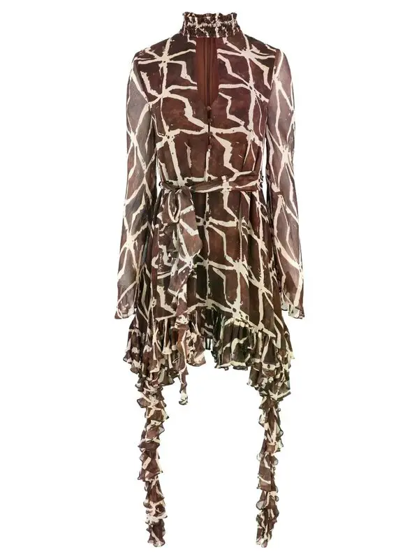 Alexis Amalia Ruffled Mini Dress - Brown