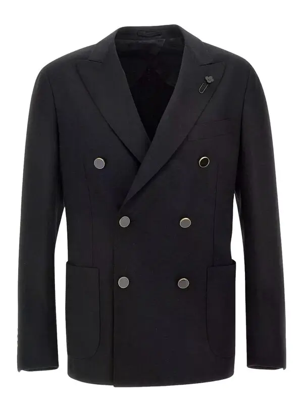 LARDINI Double-breasted Blazer - Black