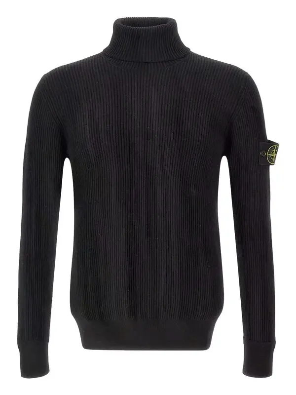 Stone Island Ribbed Turtleneck Sweater - Black
