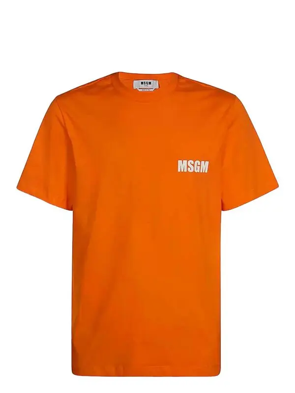 MSGM Logo-print Cotton T-shirt - Orange