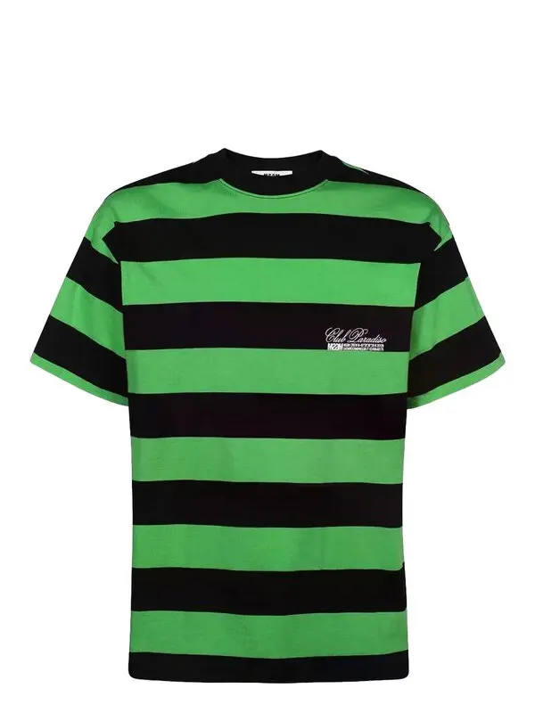 MSGM Striped-pattern Cotton T-shirt - Green