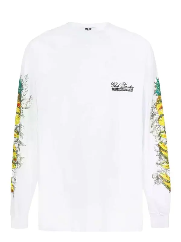 MSGM Long-sleeve Fruit-print T-shirt - White
