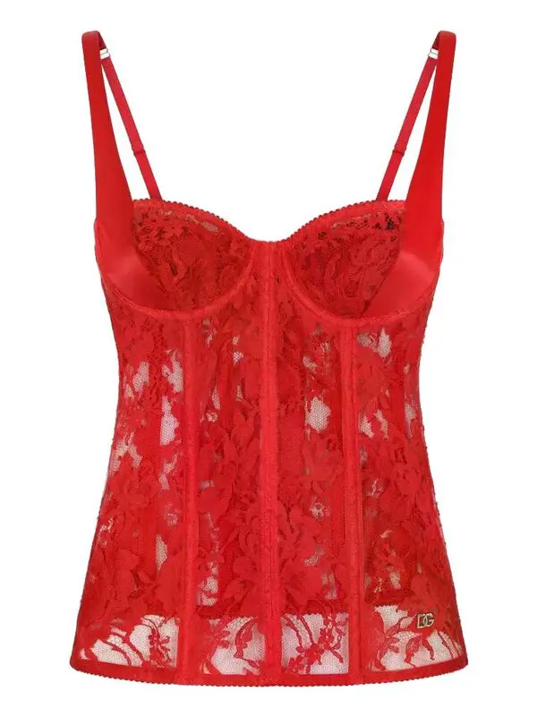 Dolce & Gabbana Lace-detail Corset Top - Red