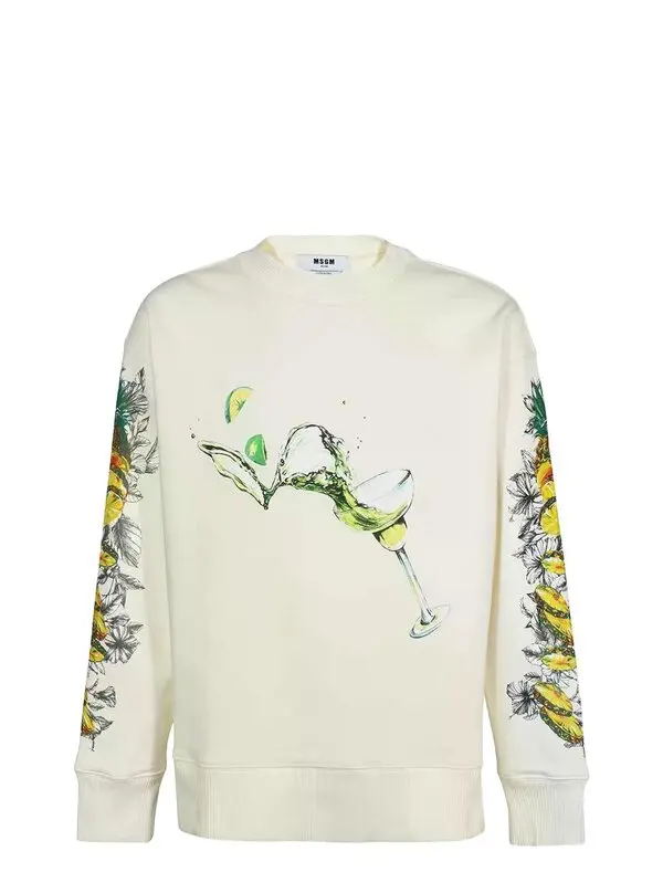 MSGM Graphic-print Sweatshirt - Neutrals