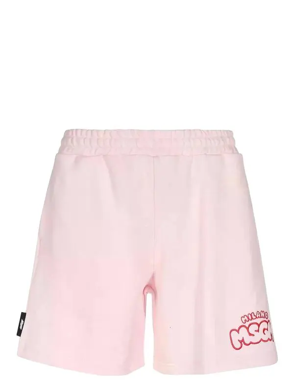 MSGM Logo-embroidered Elasticated-waistband Shorts - Pink