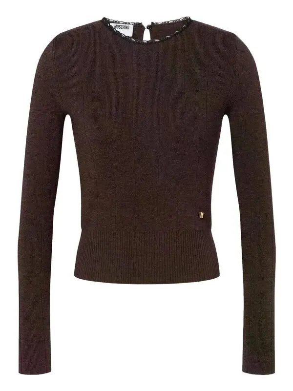 Moschino Lace-trimmed Wool Sweater - Brown