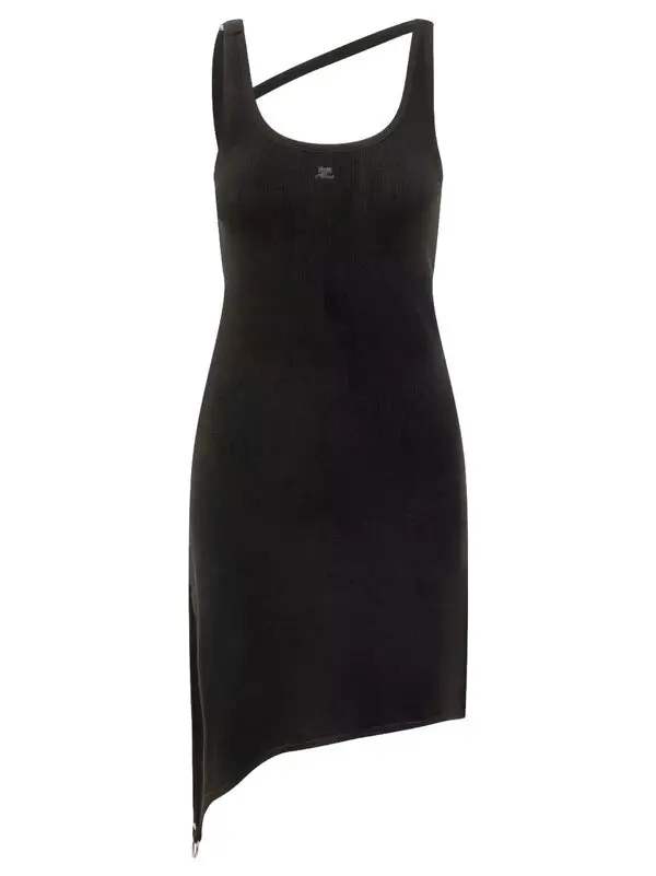 COURREGES Asymmetrical-strap Mini Dress - Black