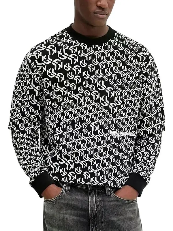 Karl Lagerfeld Logo-print Crew-neck Sweatshirt - Black