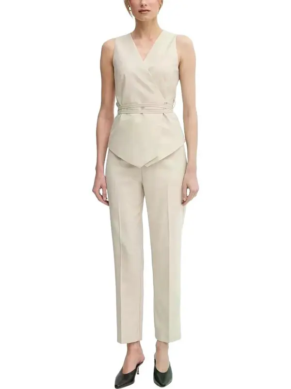 SANDRO FERRONE Wrap-effect Sleeveless Top - Neutrals