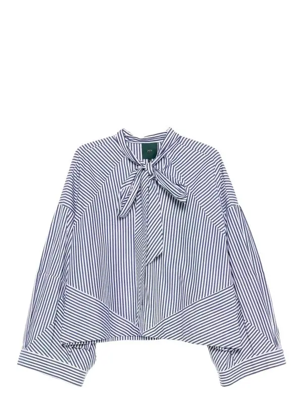 MAISON JEJIA Striped Bow-detail Shirt - Blue