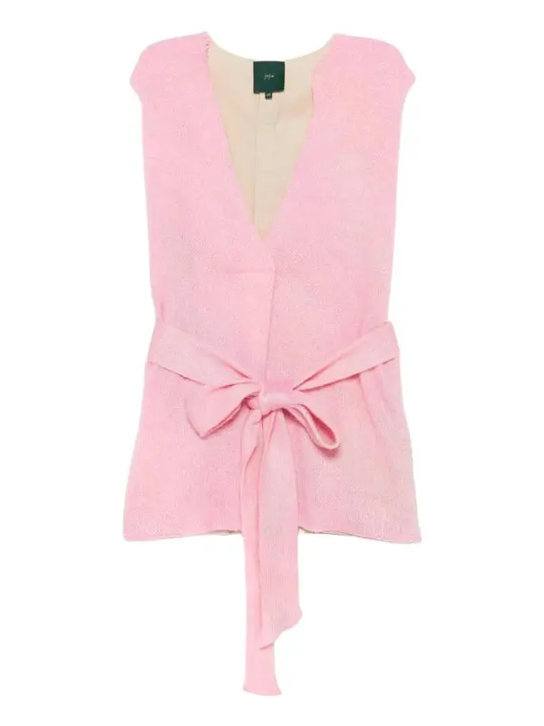 MAISON JEJIA Belted V-neck Top - Pink