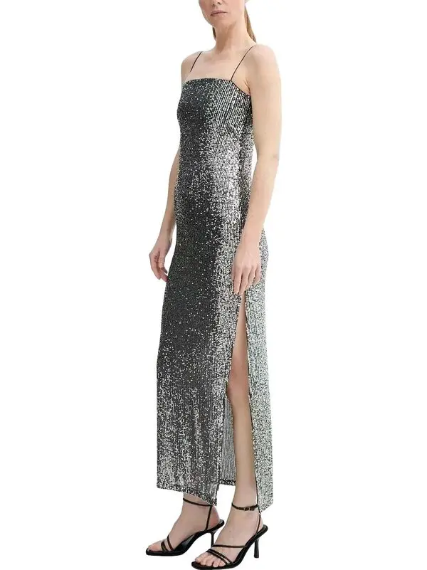 ALOHAS Sequin Embellished Midi Dress - Silver