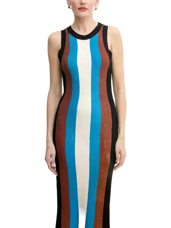 SILVIAN HEACH Striped Fringe Maxi Dress - Blue