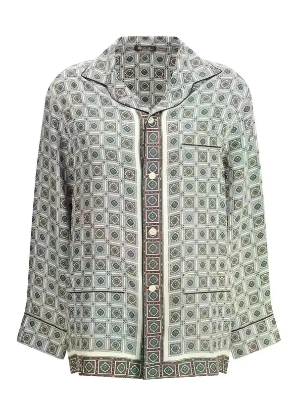 Loro Piana Geometric-print Silk Shirt - Grey