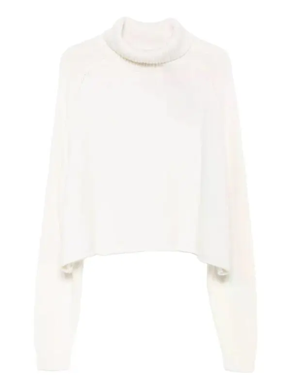 LISA YANG Turtleneck Cropped Sweater - Neutrals