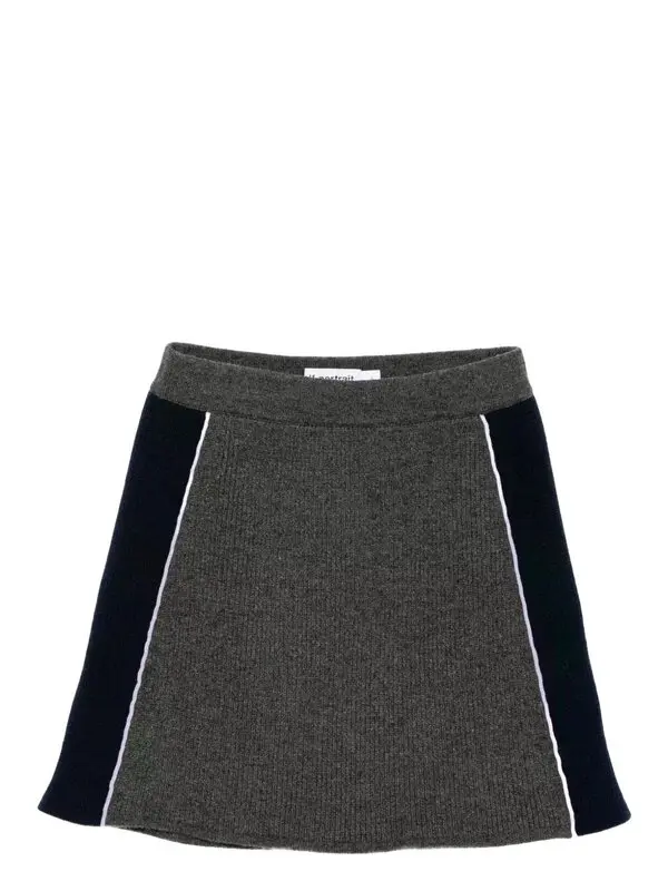 SELF-PORTRAIT Ribbed Mini Skirt - Grey