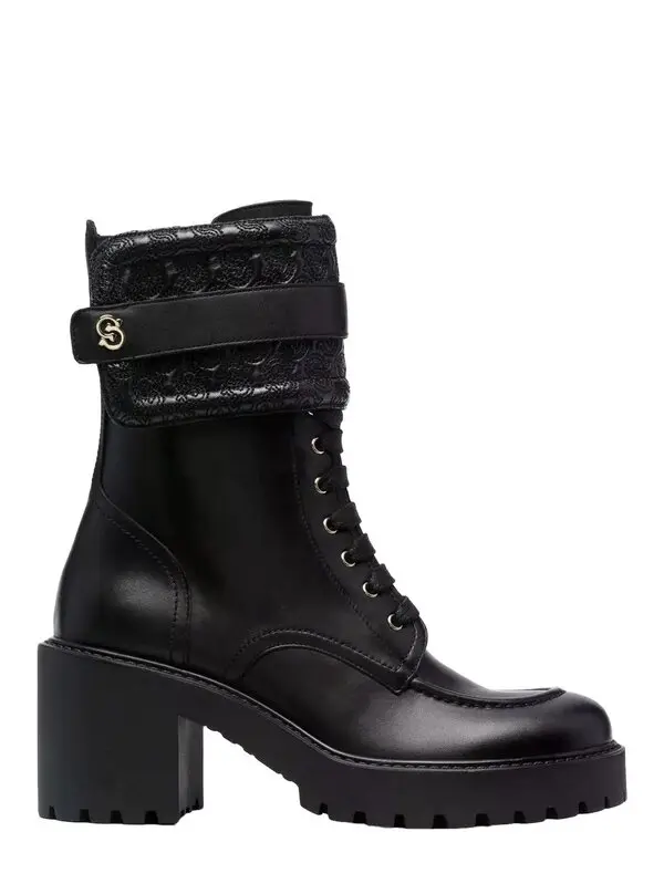 FERRAGAMO Shiraz Leather Combat Boots - Black