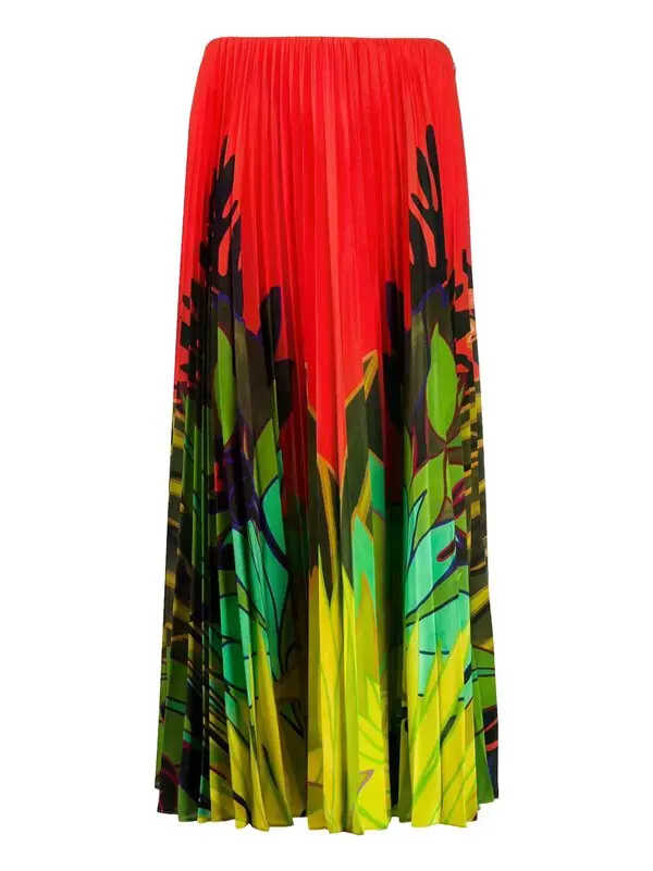 Valentino Garavani Mirro Monkeys Forest Pleated Skirt - Red