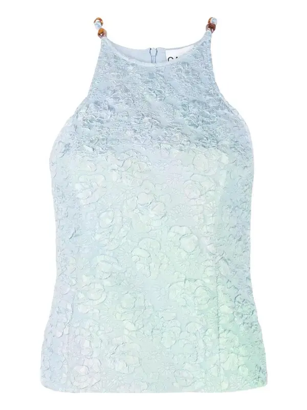 GANNI Floral-jacquard Tank Top - Blue