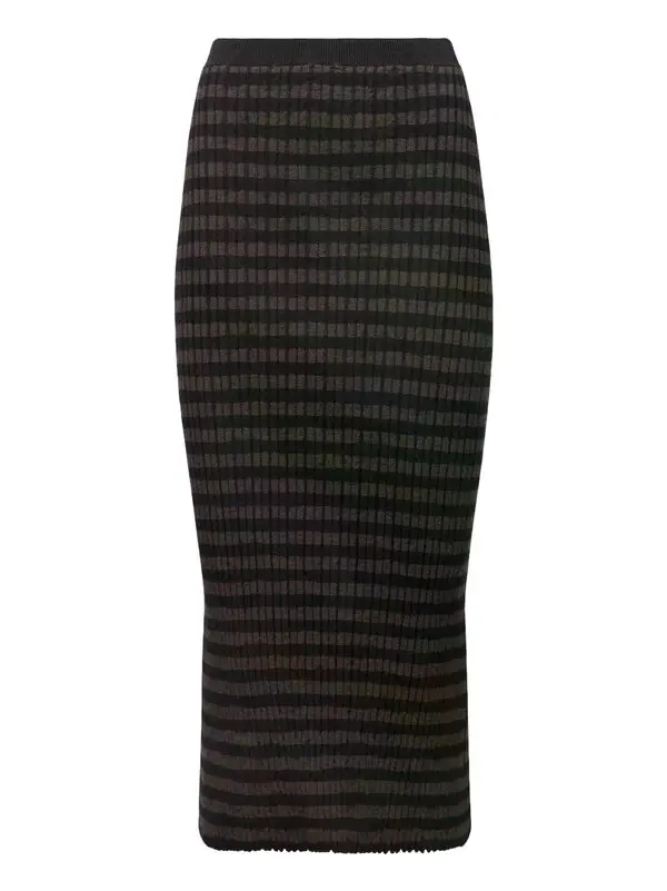 MAISON MARGIELA Ribbed Striped Midi Skirt - Brown