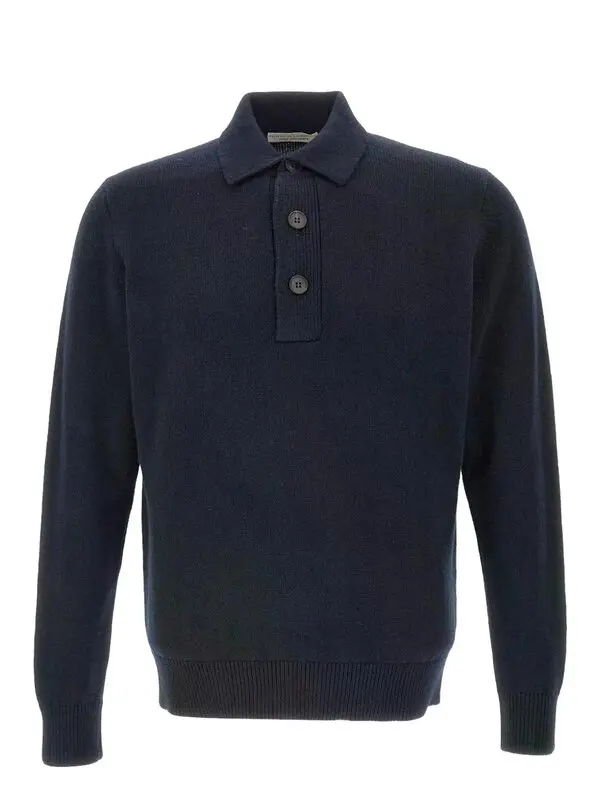 FILIPPO DE LAURENTIIS Three-button Ribbed Polo Shirt - Blue