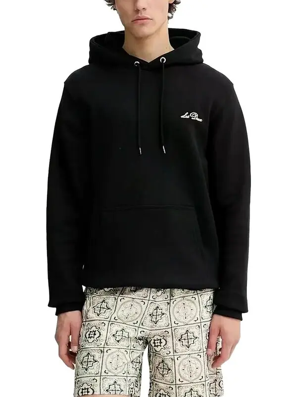 LES DEUX Embroidered Hoodie - Black