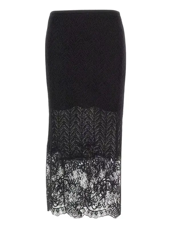 Blumarine Lace-detailed Midi Skirt - Black