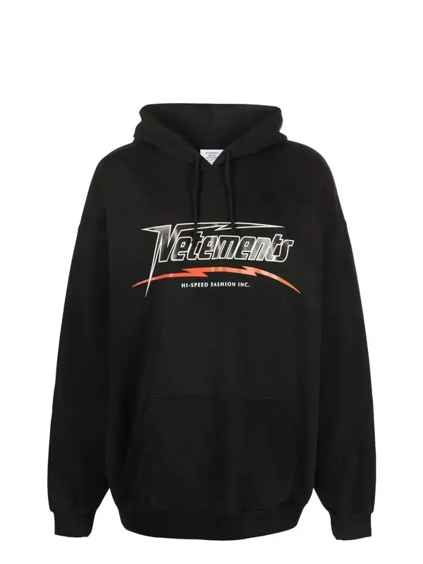 Vetements Logo-print Cotton Hoodie - Black