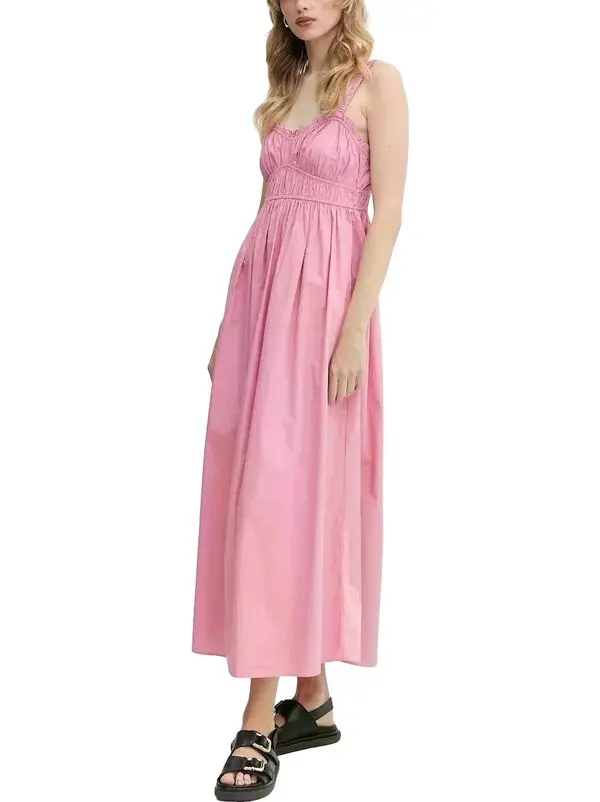 BOSS Gathered-bodice Midi Dress - Pink