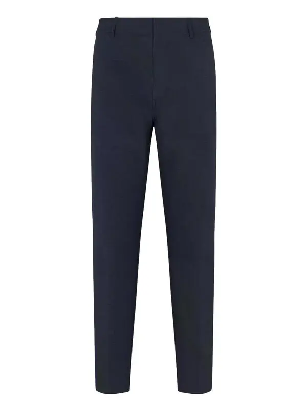 Emporio Armani Textured Flat-front Trousers - Blue