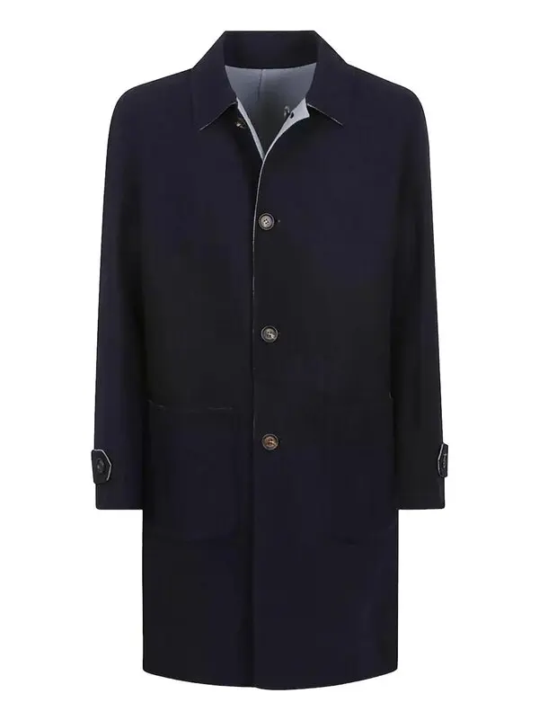 Eleventy Buttoned Patch-pocket Coat - Blue