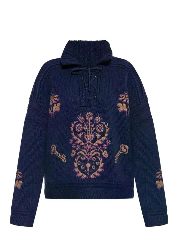 Etro Embroidered Wool Sweater - B0065 Blue