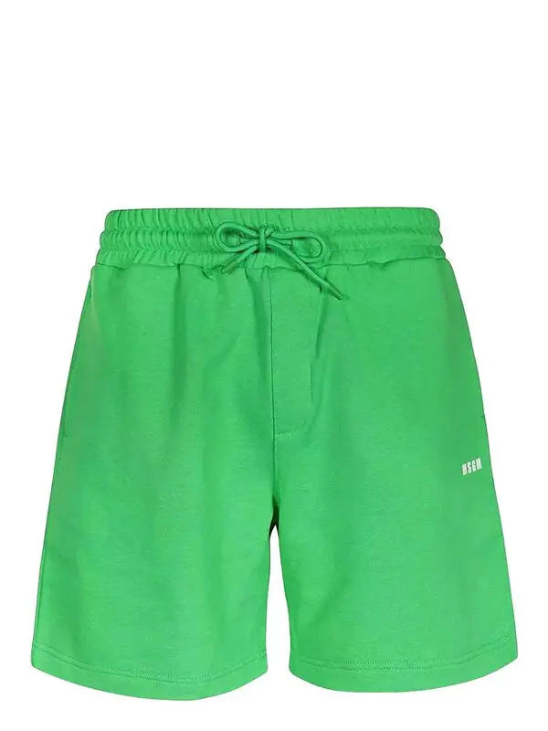MSGM Elasticated-waistband Logo Shorts - Green