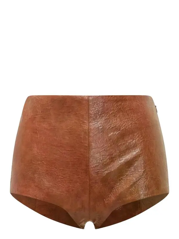 Andamane Faux-leather Zip-fastening Shorts - Brown