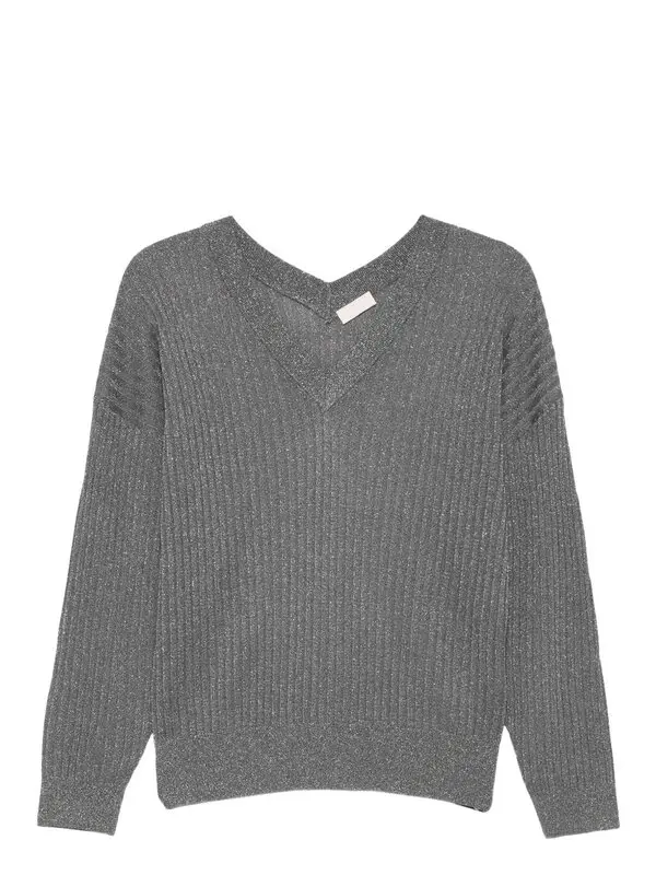 Liu Jo Metallic Effect Ribbed Sweater - Grigio