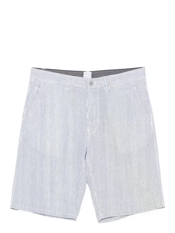 120% Lino Striped Linen Shorts - White