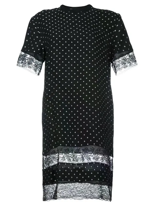 Givenchy Lace Panel T-shirt Dress - Black