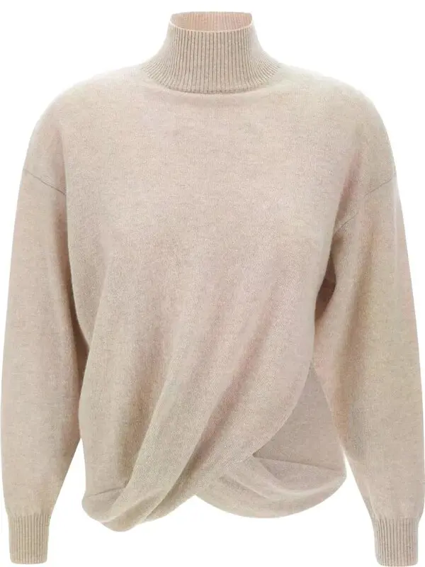 Marella High-neck Wool-cashmere Sweater - Neutrals