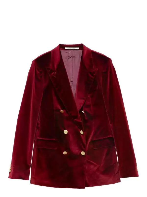 Tagliatore Velvet Double-breasted Jacket - Red