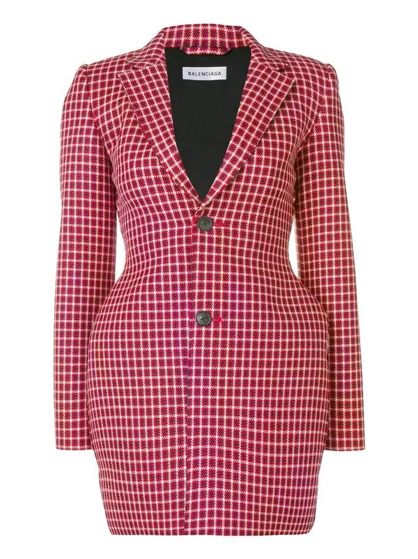 Balenciaga 3d Houndstooth Jacket - Red